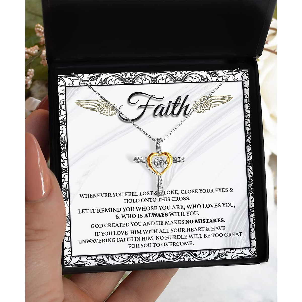 Confirmation Gifts For Teenage Girl, Friend, Family, Sterling Silver, 14K Gold Cross Necklace, First Communion Gifts for Girls, Faith, Love, Religious Gifts for Women, Gold Plated, Cubic Zirconia