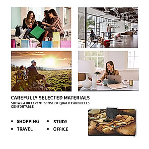 Wallets for Women,Dog Painting The Tramp and Lady,Genuine Leather Credit Card Holder with RFID Blocking Large Capacity Wristlet Coin Purse, Black 12, One Size