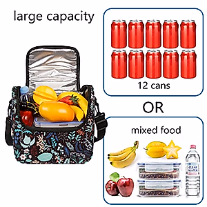 Hap Tim Lunch Box for Women & Men, Insulated Lunchbox for Adults, Reusable Lunch Bag for Work, Picnic or Travel, Black Floral (16050-BF)