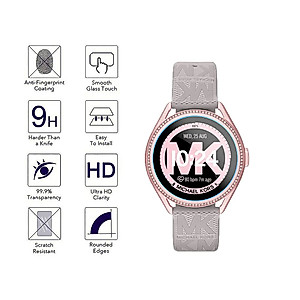 MIHENCE Compatible for Michael Kors MKGO Gen 5E 43mm Screen Protector, 9H Anti-Scratch Premium Real Tempered Glass Screen Protector for Michael Kors Women's MKGO Gen 5E 43mm Smartwatch (3PCS)