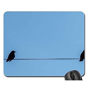 Mouse Pad - Stare Power Line Birds Persevere Animal Black