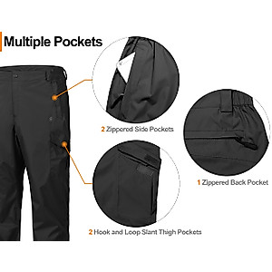Little Donkey Andy Men's Lightweight Waterproof Rain Pants Breathable Hiking Pant for Outdoor Fishing Black XL