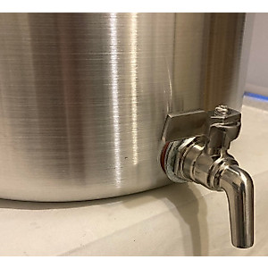 24 qt Aluminum Stock Pot with Spigot Spout: Heavy-Duty 6 Gallons Kettle with Faucet Drain Valve Tap to Pour