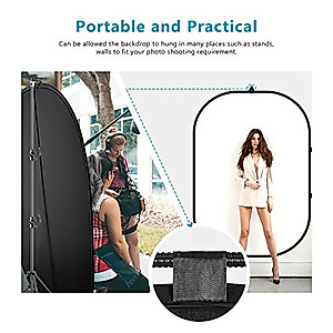 NEEWER 5x7ft/1.5x2m Chromakey Black Backdrop White Backdrop 2 in 1 Double Sided Pop Up Collapsible Backdrop with Support Stand, Foldable Panel for Photo and Video Shooting, Live Streaming, Gaming