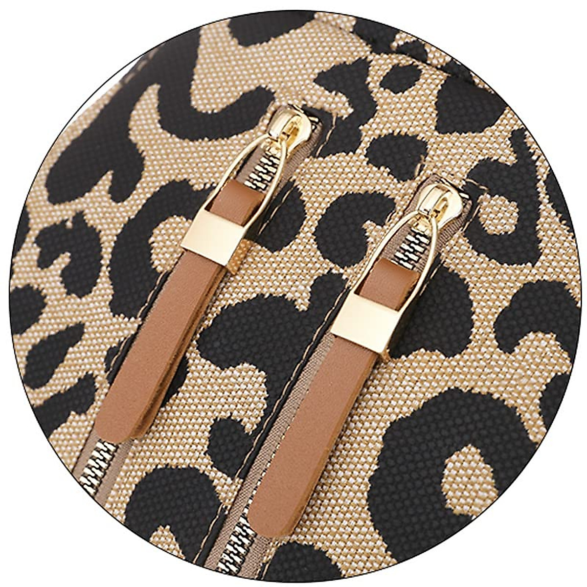 KKRAUS Leopard Print Backpack for Women Pu Leather Cheetah Print Shoulder Daypack Leopard Satchel Backpack with Handle Multipurpose (Single Zipper)