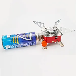 AIROKA Lightweight Square 2800W Gas Furnace Portable Camping Stove with Piezo Ignition Folding Windproof Backpacking Stove Strong Firepower Burner for Outdoor Hiking Cooking