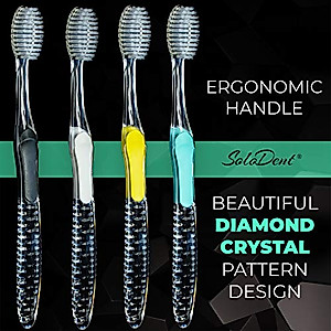 Solodent Toothbrush Soft, Silver Flossing Bristles (Pack of 2) Colors May Vary