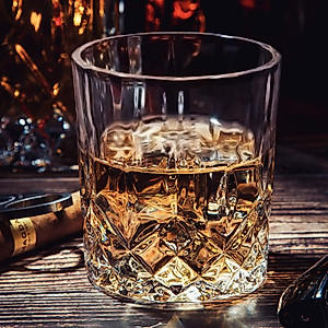 Whiskey Glass Set, Old Fashioned Liquor Vodka Bourbon Lowball Bourbon Cocktail Scotch Tumbler Bar Glasses-7 Oz set of 6