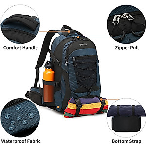 BOVIP 40L Hiking Backpack Waterproof Lightweight Daypack Travel Sports Camping Backpack for Men Women Blue