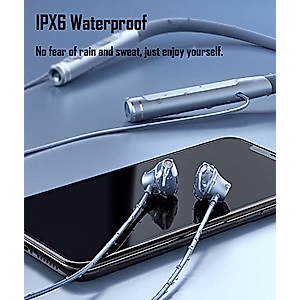 Neckband Bluetooth Headphones Wireless Earbuds with Microphone Flashlight Around the Neck Waterproof Sport Headset Noise Cancelling Ear Buds 120H Playtime for Running Cycling Cell Phone Android iOS