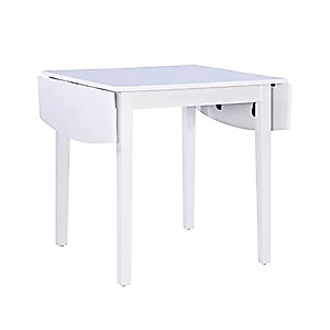 Linon White 30" Square 30" X 48" Fully Extended Torino Drop Leaf Table