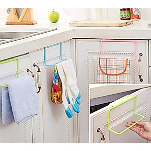 Elaco 4Pcs Home Bathroom Kitchen Cupboard Cabinet Over Door Hanging Metal Towel,Rack Holder Organizer Hanger Shelf (Multicolor)