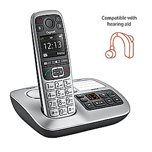 Gigaset E560A – Cordless Phone for Seniors with Answering Machine and SOS Key, Brilliant Sound Quality and Volume Amplification - Made in Germany (Platinum, Pack of 1)