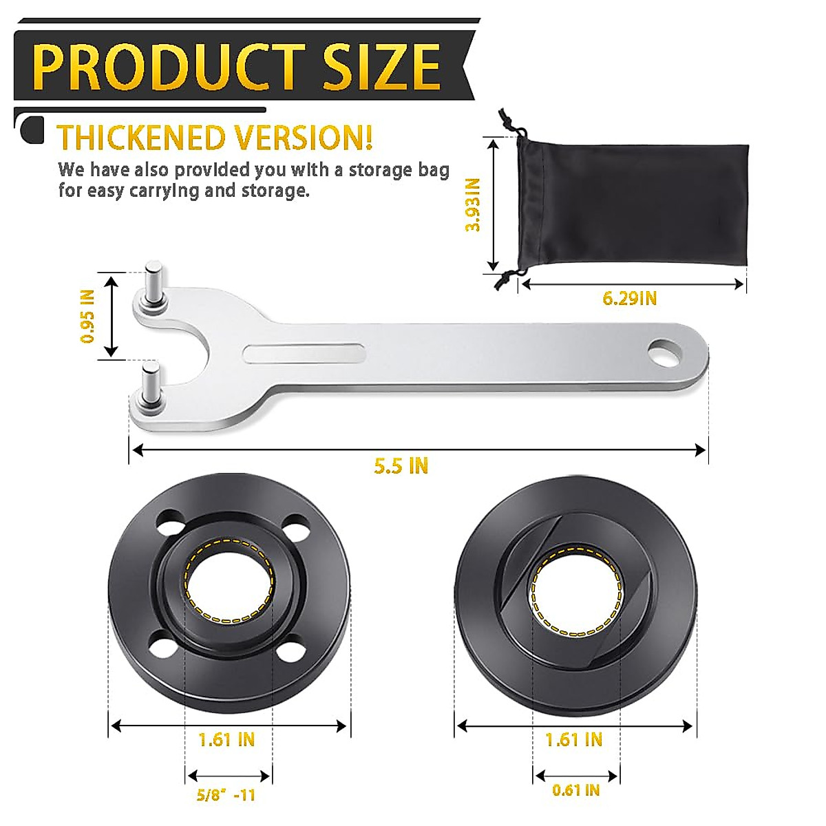 7PCS Angle Grinder Nut Angle Grinder Flange Wrench, Premium Flange Metal Lock Nut Compatible with Milwaukee Metabo Dewalt Bosch Ryobi Black Decker 4.5" 5" 5/8-11 Replacement Part