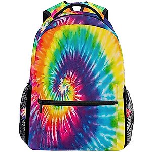 Wamika Red Tartan Plaid School Backpack Waterproof Shoulder Bookbag, Color2, Tie Dye, 11.5X8X16 IN