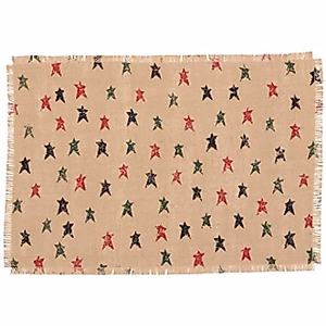 meditroia Holiday Tabletop & Kitchen-Primitive Star Jute Placemat Set of 6,