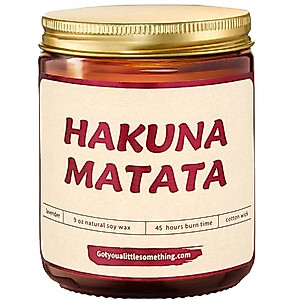 Got You A Little Something Hakuna Matata Lavender Vanilla Disney Candle | Disney Gifts for Women Adults, Disney Mom Birthday Gift | Lion King Themed Christmas Presents for Her ; Hakuna Matata Candle