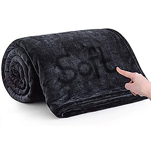 MOONLIGHT20015 Fleece Blanket Queen Size - Super Soft Fuzzy Black Throw Blanket for Couch and Sofa - Lightweight Luxury 400 GSM Microfiber Fluffy Bed Blankets and Throws, 90 x 90 Inches