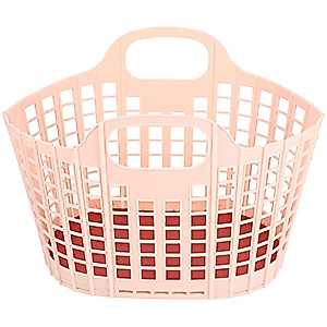 UPKOCH Shower Basket 2pcs Multi- function Shower Basket Collapsible Desktop Plastic Handheld Baskets Shopping Storage with for Laundry Home Foldable Portable Design Grocery Fruits Pink