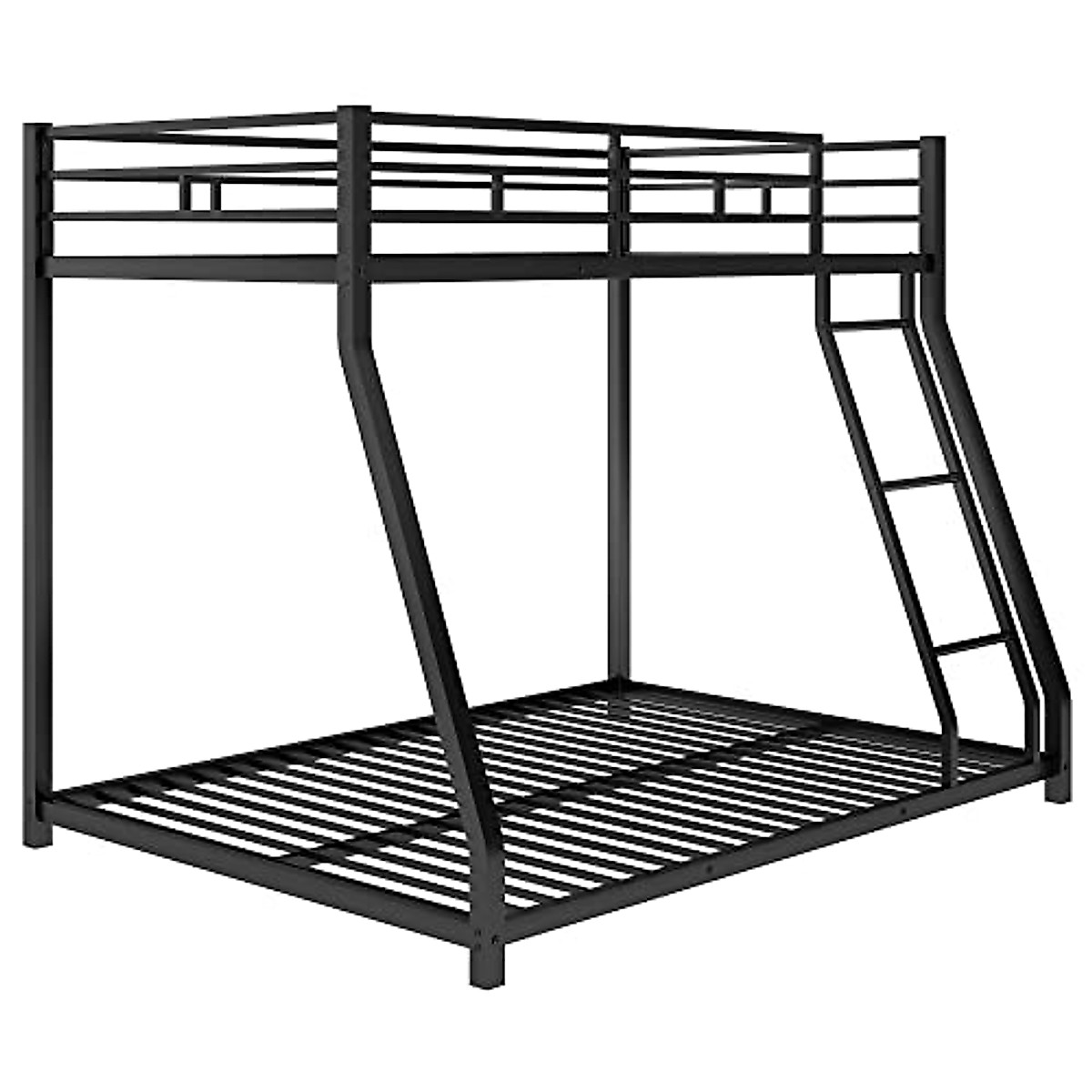 Lifeand Twin Over Full Bunk Bed with Metal Frame, Guardrail and Ladder, Space-Saving Design, Metal Bed for Kids&Teens,Black