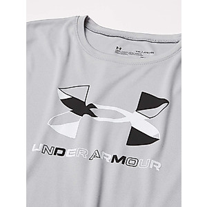 Under Armour Girls Tech Graphic Big Logo Short Sleeve T-shirt, Mod Gray Light Heather (011)/Black, Youth Large