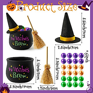 WATINC Halloween Witches Brew Candy Dish Mini Witches Cauldron Ceramic Candy Bowl Tiered Tray Decor, Trick or Treat Broomstick Snack Serving Bowl Decoration, Candy Bucket for Halloween Wizard Party
