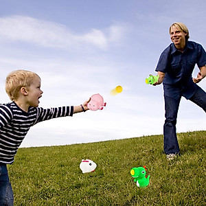 KUARLUBI Shoot Ball Toys -Dinosaur Pig Toys Foam Ball Popper Guns, Toy Guns for Kids 4pk with 16 Foam Ball for Boys Girls Birthday Gifts