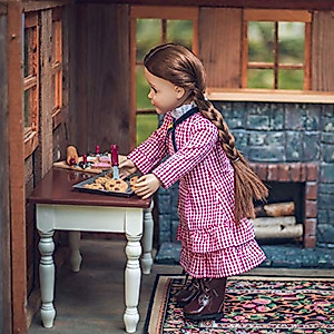The Queen's Treasures 18 Inch Doll Clothes, Little House on The Prairie Authentic Laura Ingalls Red Check Dress Outfit, Compatible for Use with American Girl Dolls