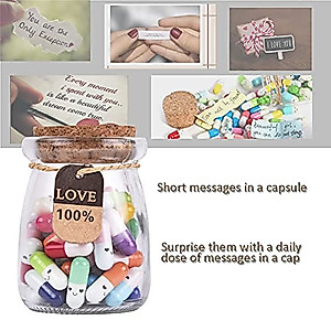 OctinPris 120pcs Capsule Message in Glass Bottle Gift, Capsule Letters Messages Cute Love Notes Pills for Boyfriend/Girlfriend in Birthday Valentines Christmas Anniversary Graduation Thanksgiving