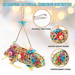 RLRICH 6 Pack Bird Colorful Chewing Toys Parrot Foraging Shredder Toys Shred Hanging Foraging Toys,Comfy Perch Parrot Toys for Rope Bungee Bird Toy
