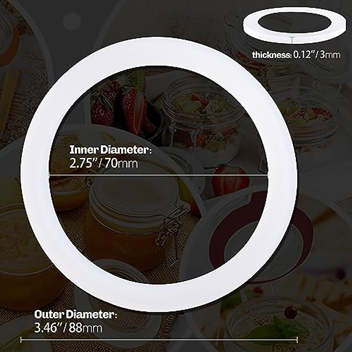 Litorange 20 PCS Reusable Food Grade Silicone Seals for Leak Proof Mason Jar Lids (Wide Mouth),Plastic Storage Lids Gaskets fit Ball, Kerr - Pack of 20