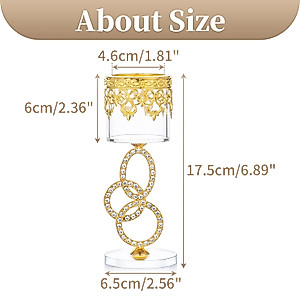 Sziqiqi Candlestick Holders for Votive Tea Light Candles Crystal and Glass Candleholder Set of 2 for Home Room Entryway Shelf Decor Wedding Centerpiece Decor, Coned Candle Cup, Gold, 6.9in Tall