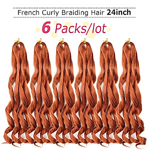 WIPPORYA Ginger French Curl Braiding Hair 24 Inch Soft Ginger Braiding Hair Pre Stretched Loose Wave Bouncy 350 Braiding Hair 100g/pack Yaki Crochet Hair for Black Women Hair Extensions for Braids (#350)