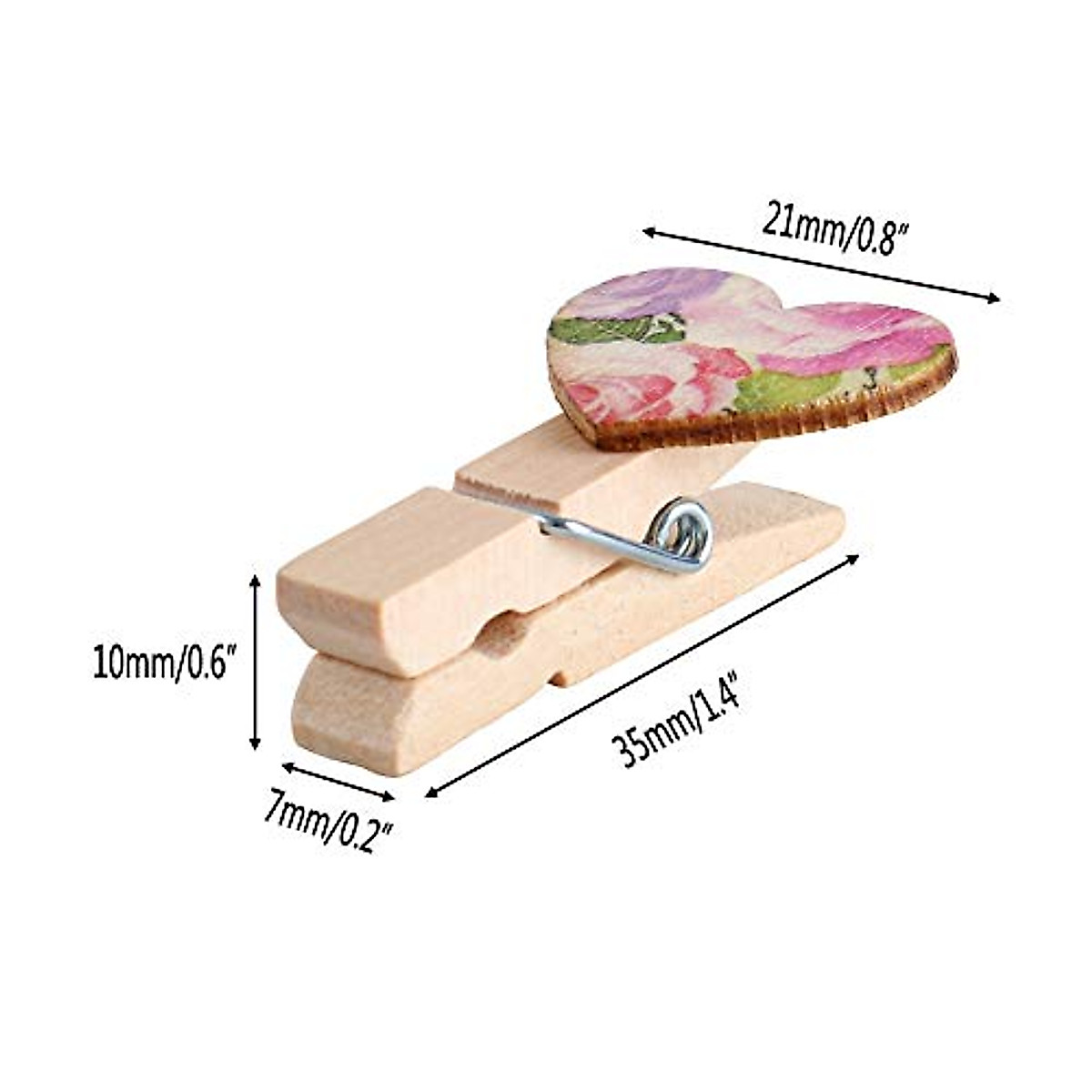 Z ZICOME 100 Pcs Mini Wooden Clothespins with Hearts for Hanging Photos Decorations for Valentine Engagement Wedding Bridal Shower Party