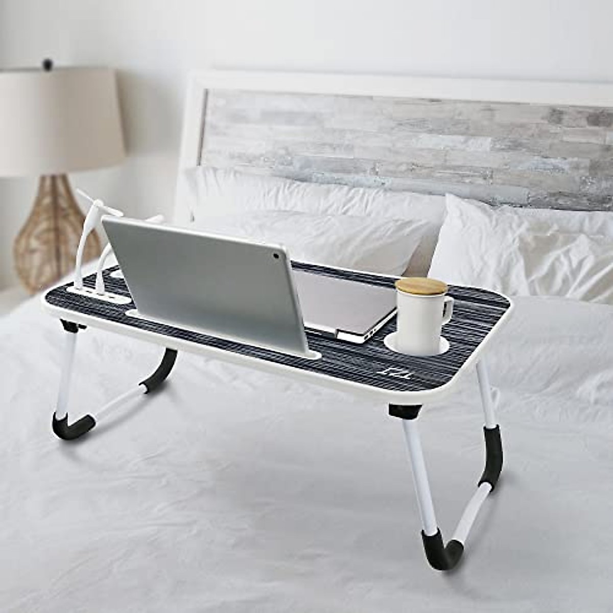 TZT 23.5" Portable Laptop Desk ,Laptop Stand for Bed with USB Charge Port, Laptop Desk for Bed ,Multi-Function Notebook Stand for Working, Reading (Gray)