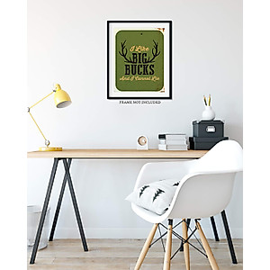 Govivo I Like Big Bucks And I Cannot Lie - Wall Decor Art Print with a green background - 8x10 unframed artwork printed on photograph paper