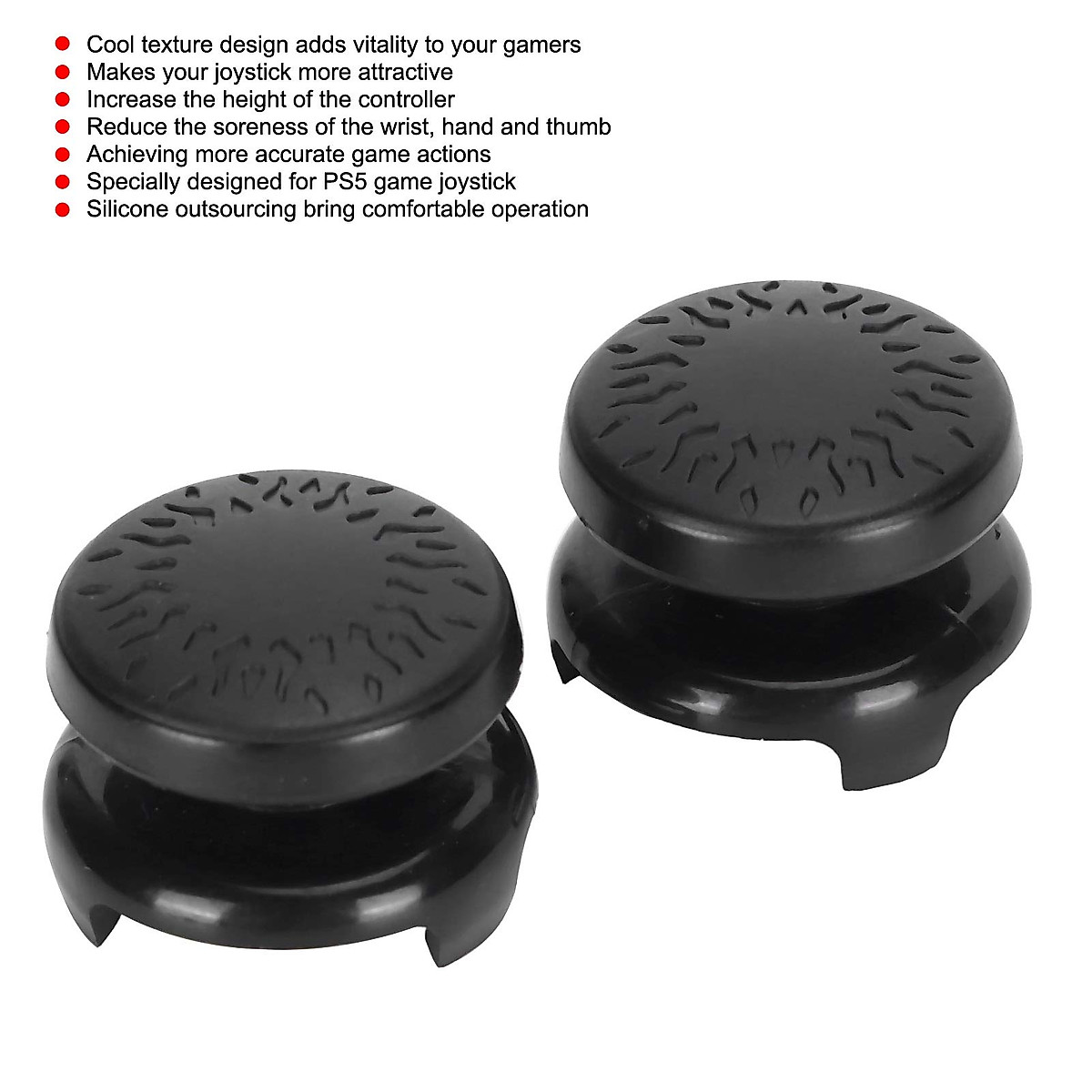 2Pcs Joystick Grip for PS5 Controller,Thumbstick Soft Silicone Cover Grip Stick Joystick Controller Gamepad Key,Thumb Grip Cover,Replacement Thumb Grips(Black)