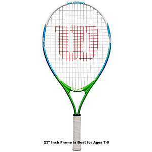 Wilson US Open 23 Junior Tennis Racquet Bundled with a Pink/White Wilson Advantage II Tennis Bag (Perfect for Girls Age 7-8)