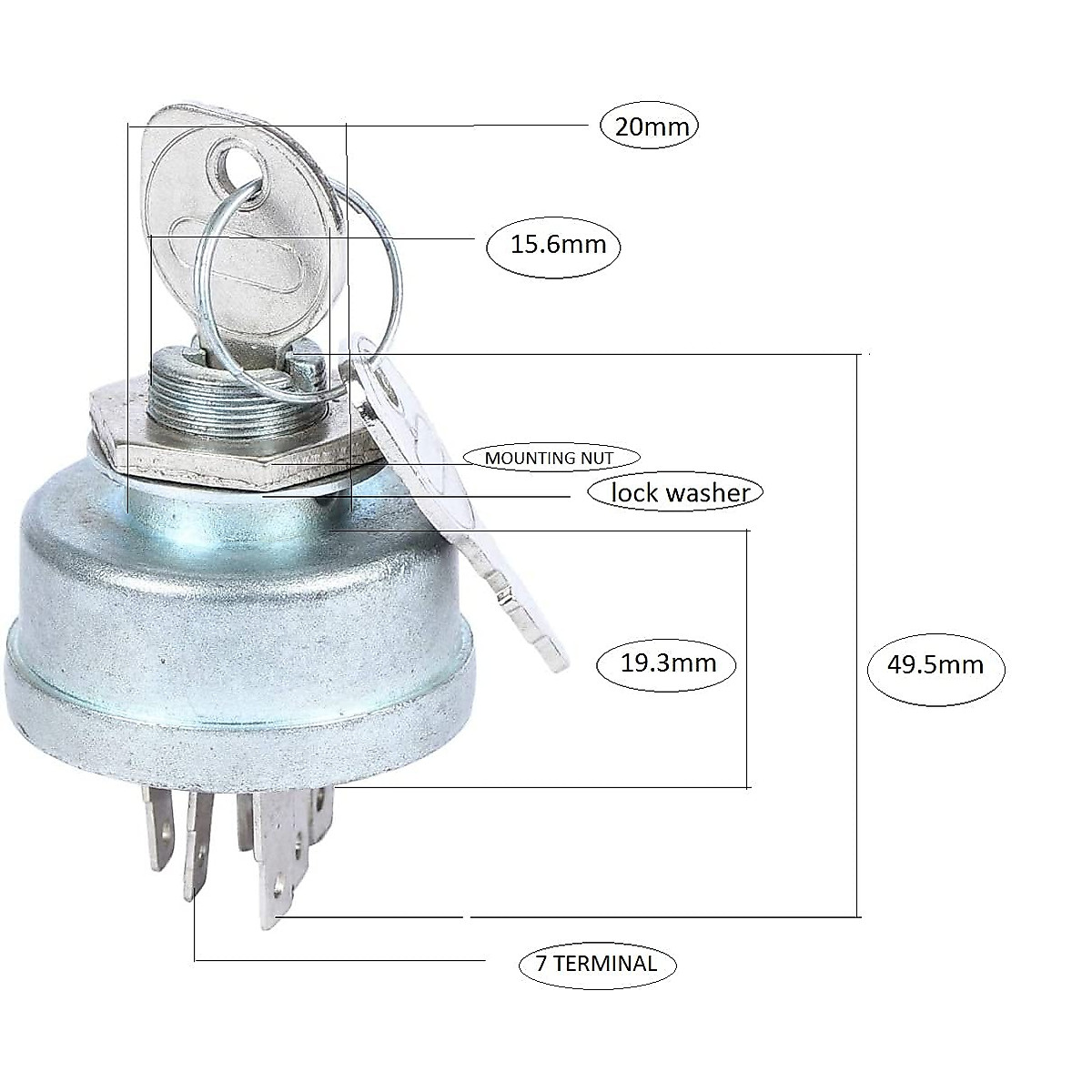 Riding Lawn Mower Ignition Switch Replaces STD365402 725-1717 925-1717 140301 92556 092556MA 092556 532140301 fits Briggs & Stratton Craftsman Husqvarna Murray ayp 4position 7terminal (1 Pack)