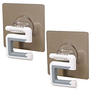 Zerodeko 2pcs Mop Holder House Organization Must Haves Mop Broom Holder Wall Mounted Wall Rack Hooks Broom Organizer Wall Mount Suction Cup Hook Mop Hook Plastic Self-Adhesive