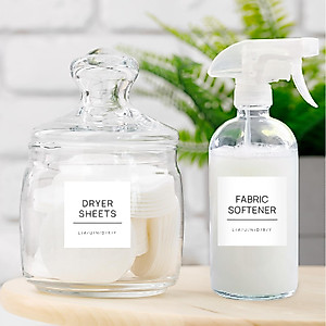 HVSWLY Laundry Labels for Jars,16 PCS Minimalist Laundry Room Labels,Removable Waterproof Cleaning Labels for Containers,Laundry Room Storage Organization,with 2 Blank Labels (White)