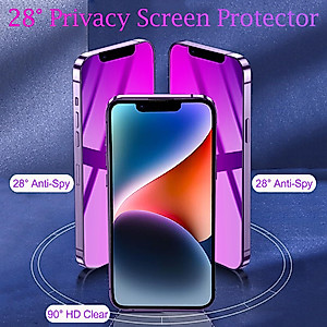 Umhlaba Compatible with iPhone 14 Plus Compatible with iPhone 13 Pro Max Privacy Screen Protector Gradient colorful 28 Degree Anti-Spy Tempered Glass Case Friendly Bubble Free Easy Installation Frame