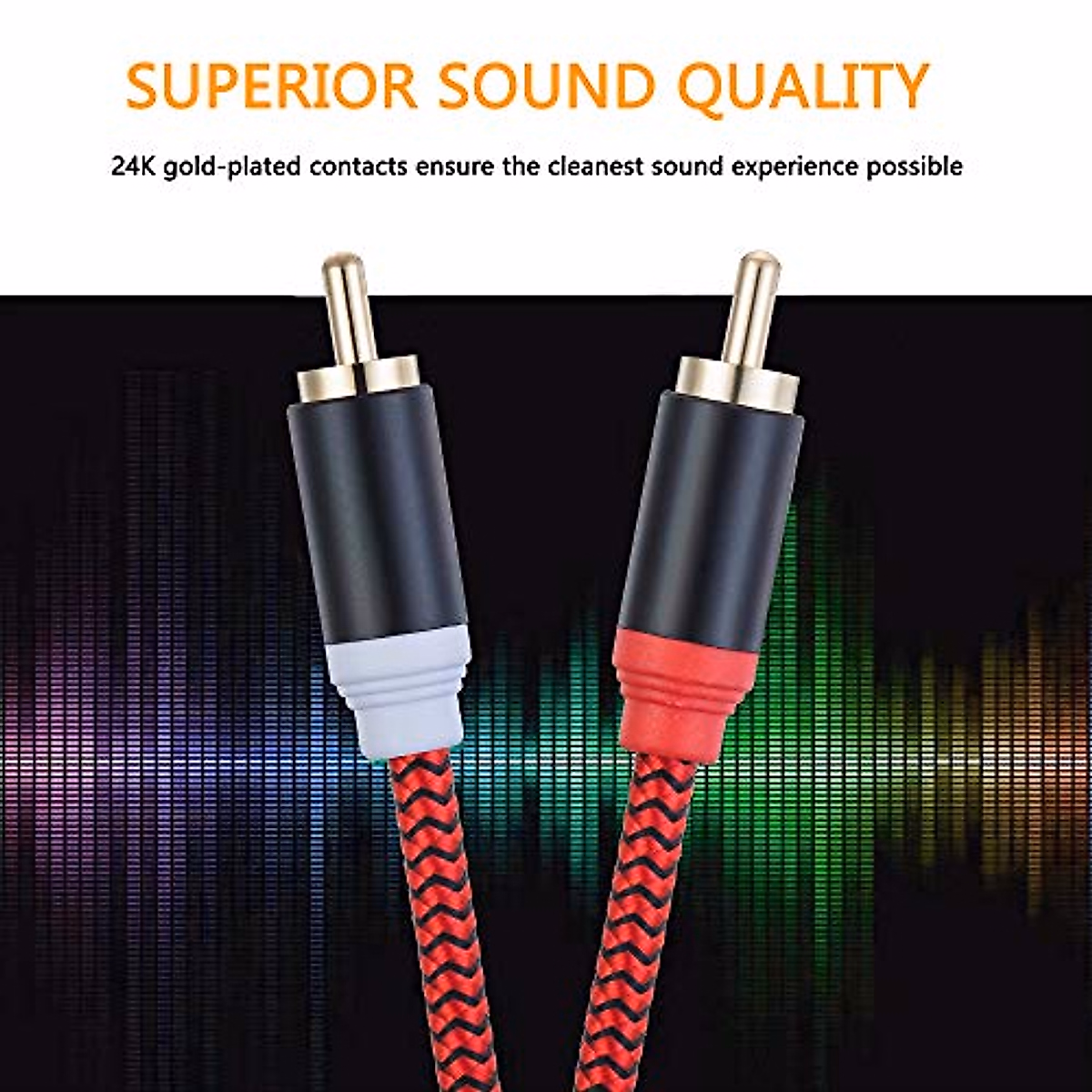 RCA Cable 30Ft,2Rca Male to 2-Rca Male Audio Stereo Subwoofer Cable [Hi-Fi Sound] Nylon-Braided Auxiliary Audio Cord for Home Theater, HDTV, Amplifiers, Hi-Fi Systems,Speakers and etc(30Ft/10M)