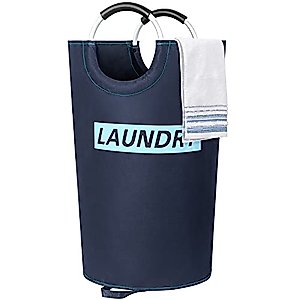 115L Extra Large Laundry Basket Collapsible Clothes Laundry Hamper Folding Lightweight Freestanding Laundry Bag Dirty Clothes Basket for Bathroom (Blue)