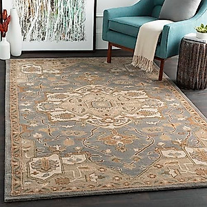 Mark&Day Wool Rugs, 8x10 Roblin Traditional Medium Gray Area Rug, Brown Blue Beige Carpet for Living Room, Bedroom or Kitchen (7'6" x 9'6")