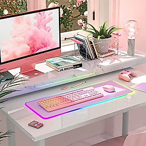 Wireless Keyboard and Mouse Combo Backlit, seenda Rechargeable Full-Size Illuminated 2.4Ghz Silent Keyboard and Mouse for Computer/Laptops/Windows/Gaming, Ice Pink
