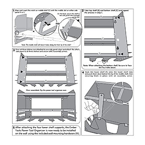 Ember Tools Power Tool Organizer and Storage Wall Mount - Sturdy Tool Holder for Power Drills, Cordless Tools, Hand Tools, Batteries & Accessories - 16" On Center Mounting Holes and Hardware
