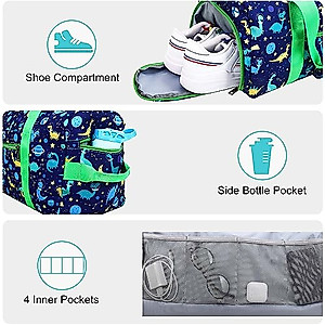 Duffle Bag for Boys Sport Gym Bags,Gymnastics Dance Bag,Travel Bag Overnighter Sleepover Bag with Shoe Compartment & Wet Pocket Teens Weekender Carry On Bag