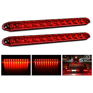 Nilight 2PCS 16Inch 11 LED Red Trailer Light Bar for Park Stop Turn signals Tail Brake Light DOT Compliant IP65 Waterproof Truck Trailer Marker ID Bar, 2 Years Warranty