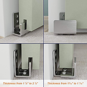 SMARTSTANDARD 6 Feet Top Mount Sliding Hardware Kit with 12'' Pull and Flush Handle Set and Adjustable U Shape Barn Door Floor Guide